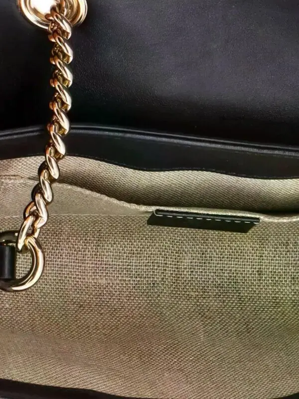 Gucci Emily Chain Flap Bag Microssima Leather Mini Shoulder Bag - Black