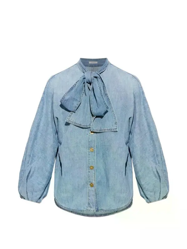 Zimmermann Tie-neck Denim Shirt - Blue