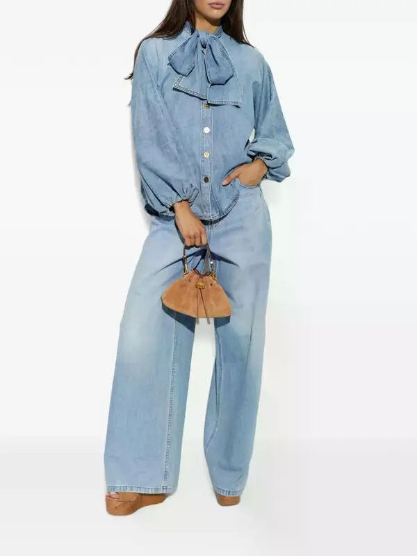 Zimmermann Tie Neck Denim Shirt