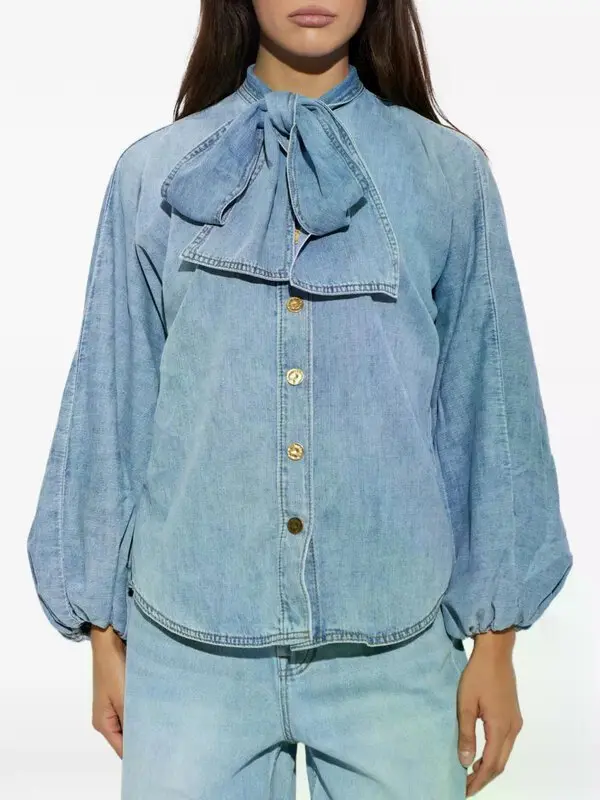 Zimmermann Tie Neck Denim Shirt