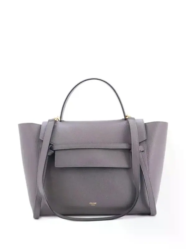 Celine Textured Leather Mini Shoulder Bag - Grey