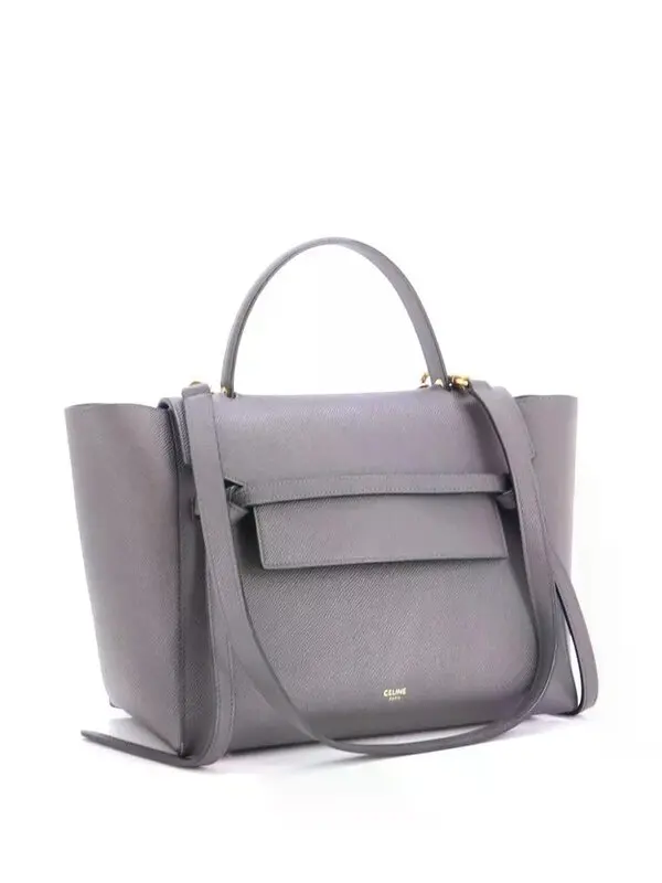 Celine Textured Leather Mini Shoulder Bag - Grey