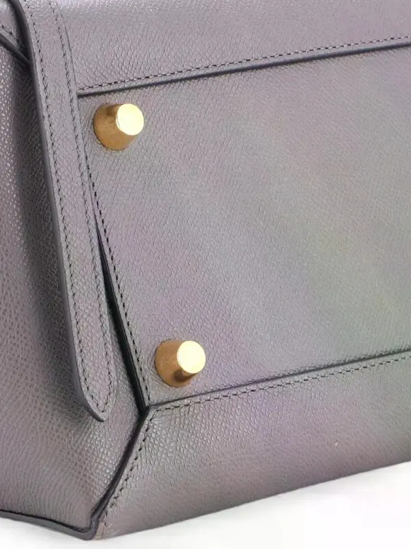 Celine Textured Leather Mini Shoulder Bag - Grey