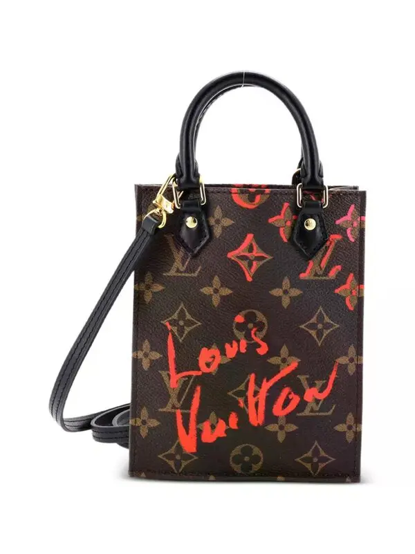 LOUIS VUITTON Petit Sac Plat Bag Limited Edition Fall In Love Monogram Canvas Tote Bag - Brown