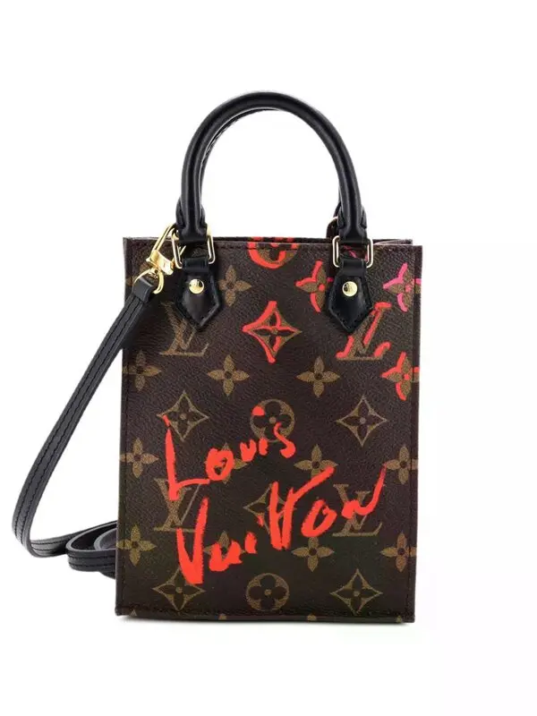 LOUIS VUITTON Petit Sac Plat Bag Limited Edition Fall In Love Monogram Canvas Tote Bag - Brown