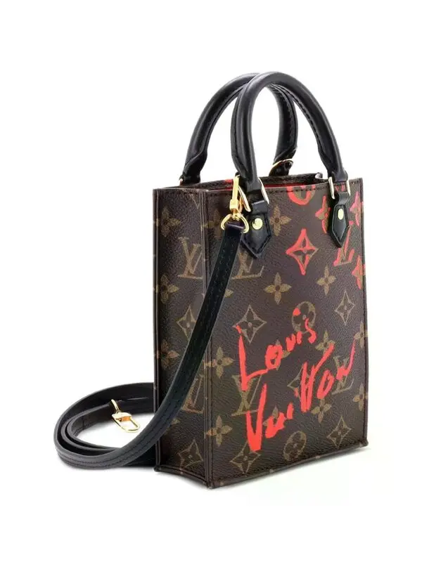 LOUIS VUITTON Petit Sac Plat Bag Limited Edition Fall In Love Monogram Canvas Tote Bag - Brown