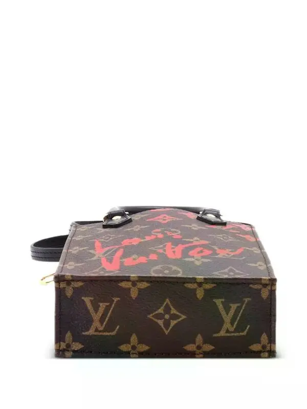 LOUIS VUITTON Petit Sac Plat Bag Limited Edition Fall In Love Monogram Canvas Tote Bag - Brown