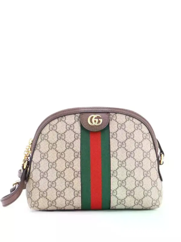 Gucci Ophidia Gg Coated Canvas Dome Shoulder Bag - Brown