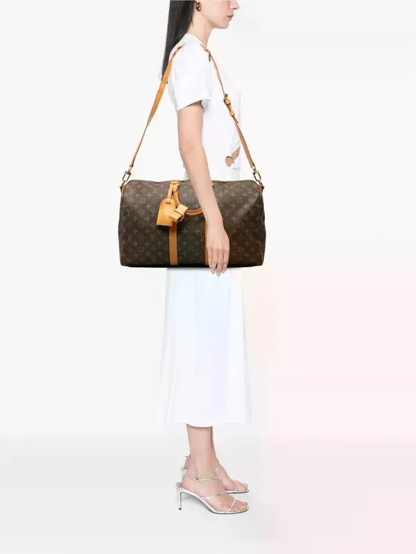 LOUIS VUITTON 1996 Monogram Keepall Bandouliere 45 Travel Bag - Brown