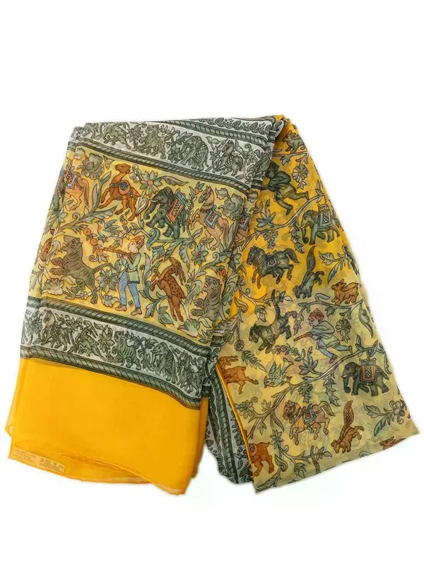 Hermès 1986 Chasse En Inde Silk Scarf 90 Scarves - Yellow