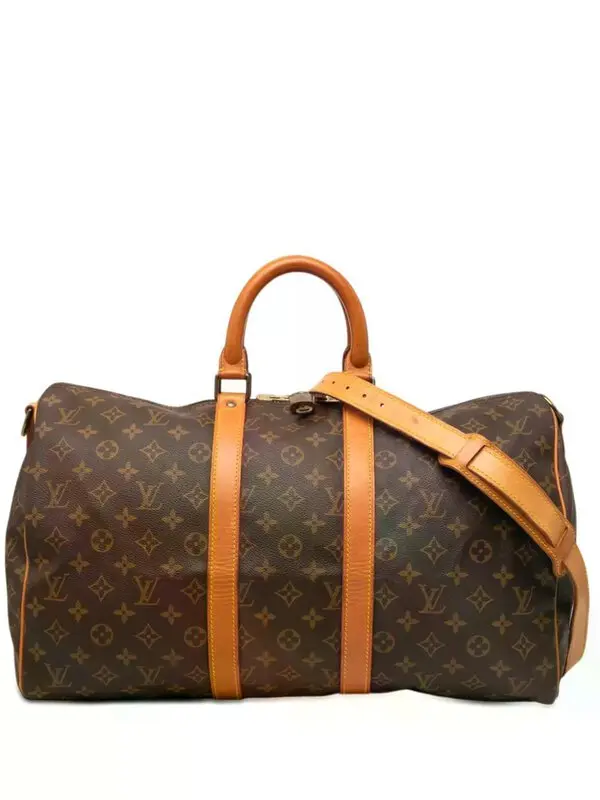 LOUIS VUITTON Monogram Keepall Bandouliere 45 Travel Bag - Brown