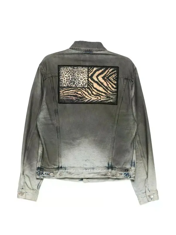 Roberto Cavalli Embroidered Denim Tucker Jacket - Grey
