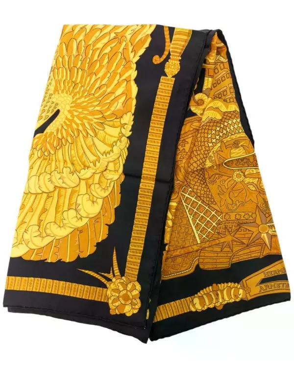 Hermès 1995-2015 Armets En Panache Silk Scarf 90 Scarves - Black
