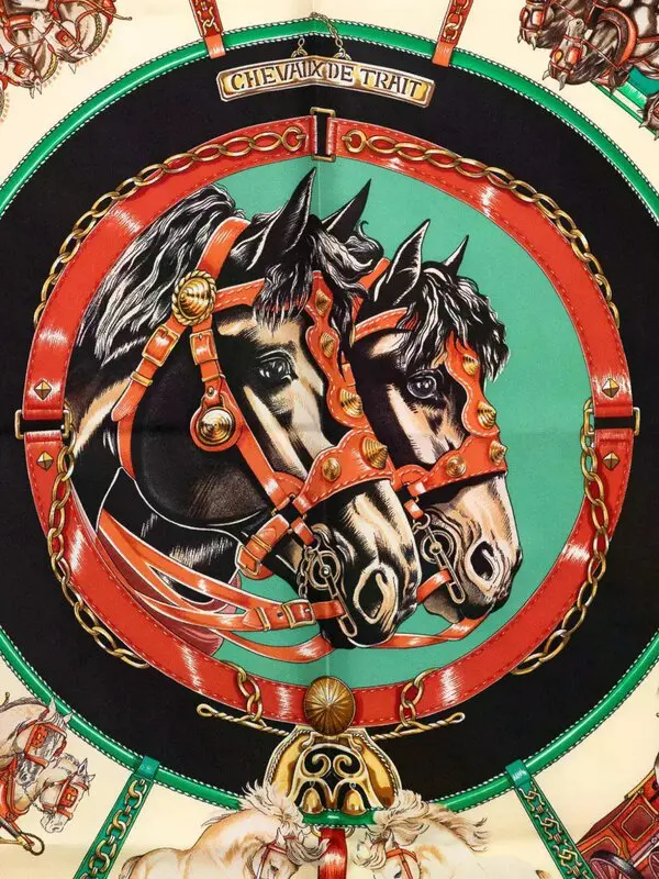 Hermès 1993 Chevaux De Trait Silk Scarf 90 Scarves