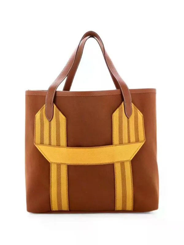 Hermès Pursangle Canvas With Leather Tote Bag