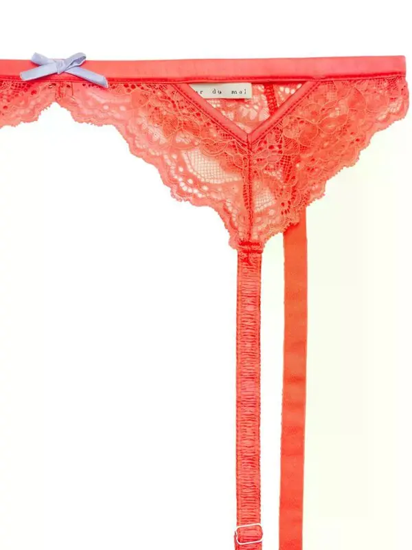 FLEUR DU MAL Bianca Lace Garter Belt - Red