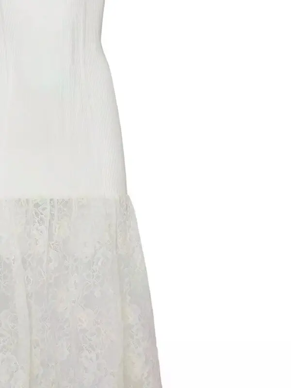 FLEUR DU MAL Jolie Lace-trim Ribbed Maxi Dress - White