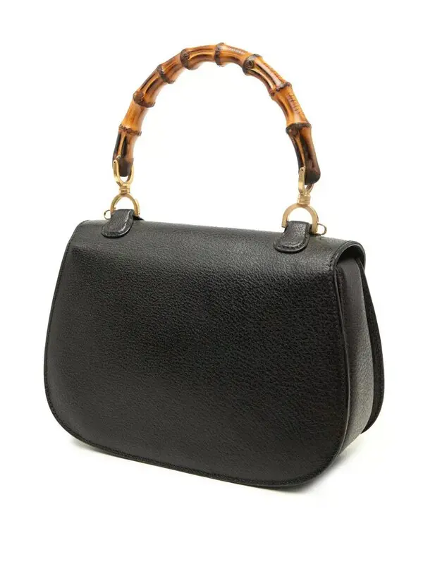 Gucci Grained Calfskin Bamboo Night Satchel - Black