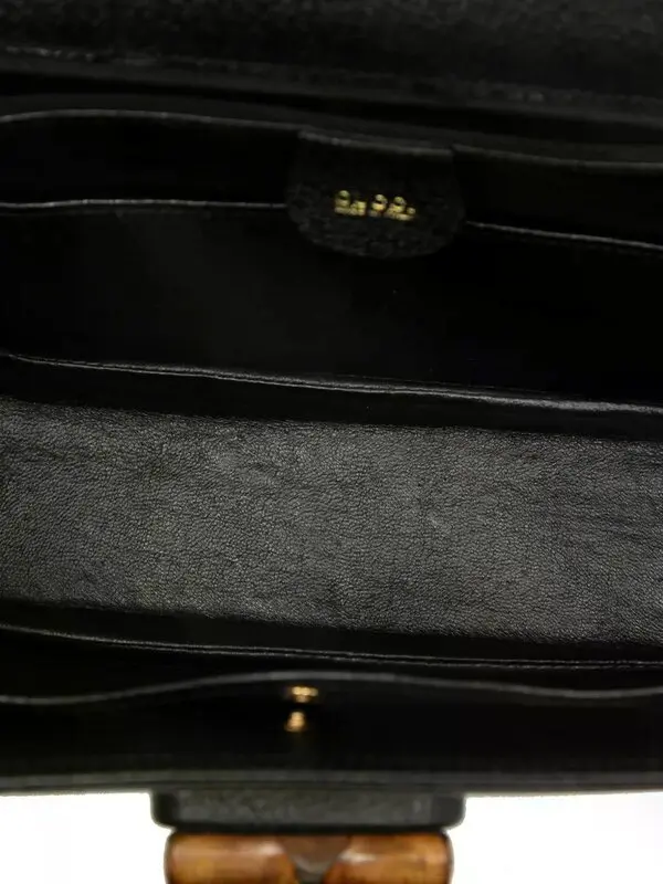 Gucci Grained Calfskin Bamboo Night Satchel - Black