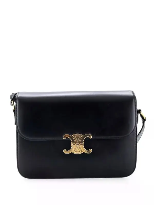 Celine Triomphe Shoulder Bag In Smooth Calfskin - Black
