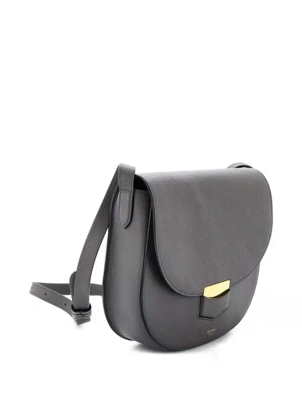 Celine Trotteur Grainy Leather Medium Crossbody Bag - Grey