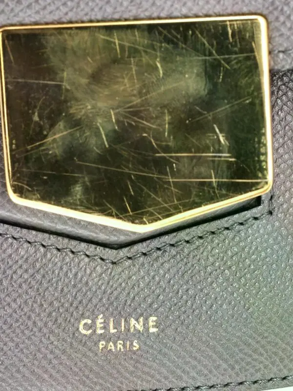Celine Trotteur Grainy Leather Medium Crossbody Bag - Grey
