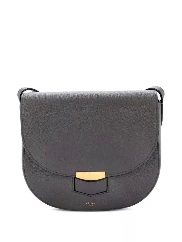 Celine Trotteur Grainy Leather Medium Crossbody Bag - Grey