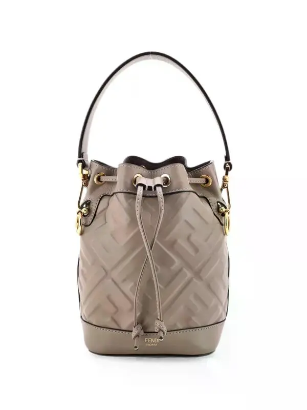 Fendi Mon Tresor Zucca Embossed Leather Mini Bucket Bag - Neutrals
