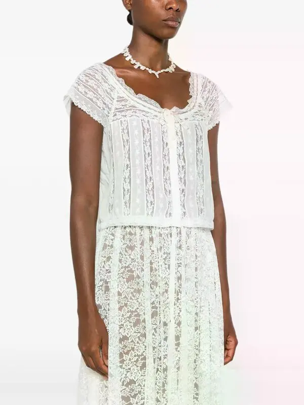DÔEN Greta Lace Trimmed Top