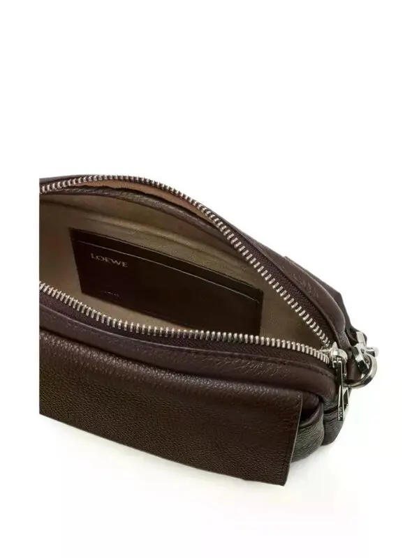 Loewe Grained Leather Shoulder Bag With Logo Print - Brown