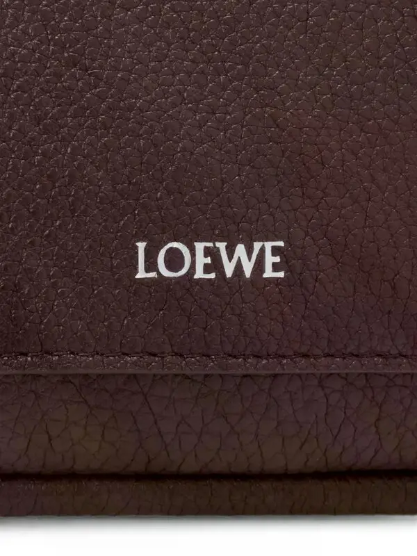 Loewe Grained Leather Shoulder Bag With Logo Print - Brown