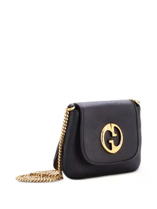 Gucci 1973 Chain Shoulder Bag Leather Small Crossbody Bag - Black
