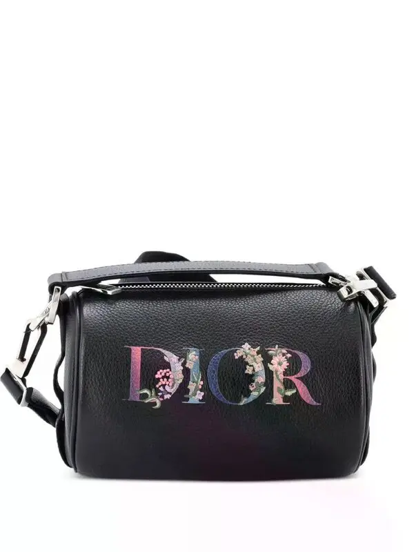 Dior Embroidered Leather Messenger Bag - Black