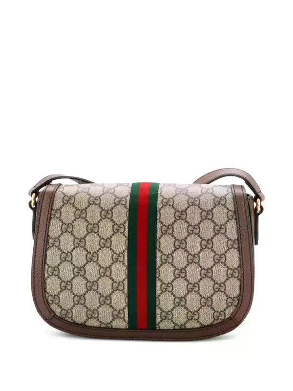 Gucci Ophidia Saddle Flap Gg Coated Canvas Small Shoulder Bag