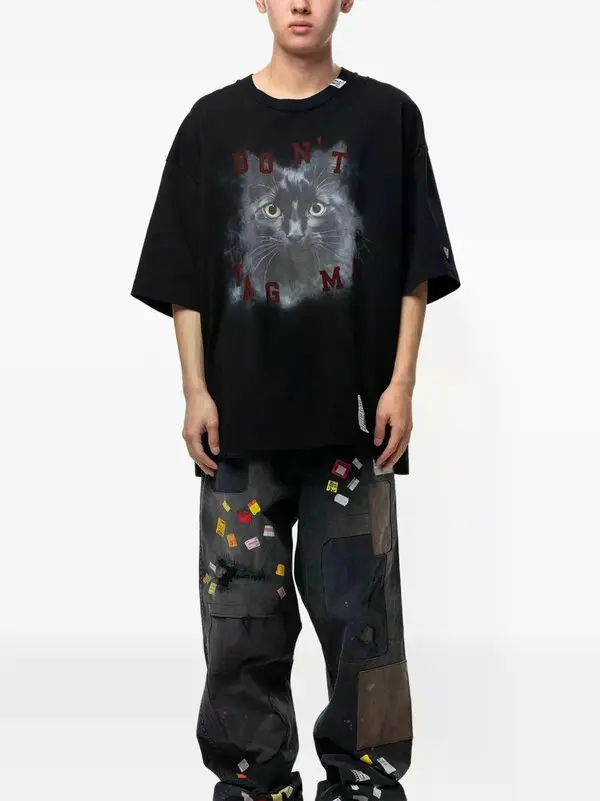 Mihara Yasuhiro Cat-printed T-shirt - Black