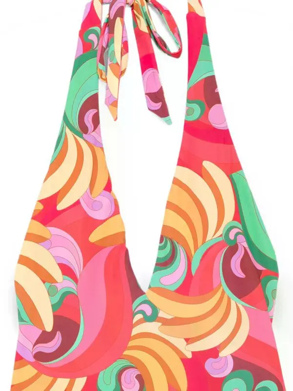 Farm Rio Halterneck V-neck Swimsuit - Red