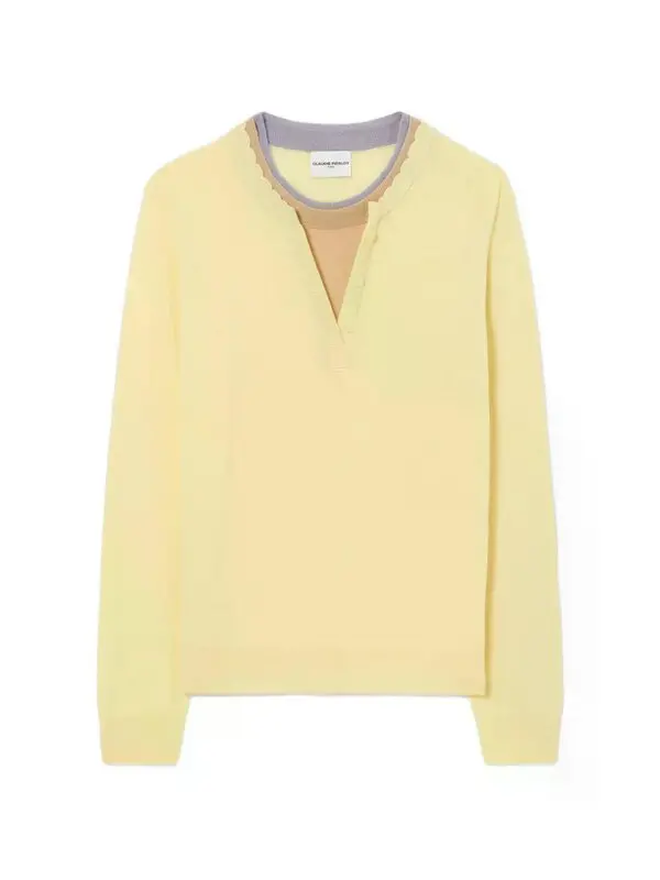 Claudie Pierlot Embroidered Scallop-trim Sweater - Yellow