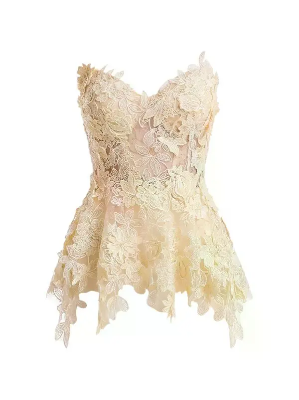 GEMY MAALOUF Floral-appliqué Peplum Corset
