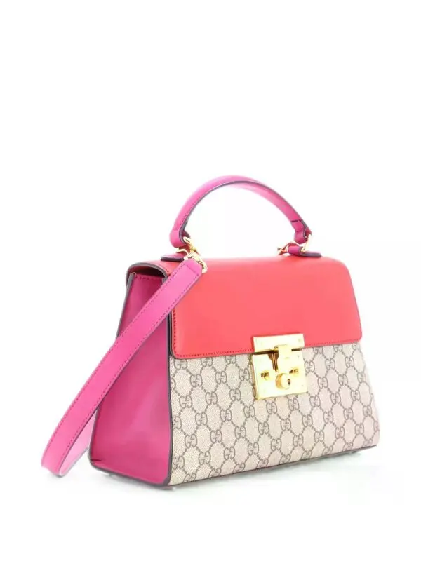 Gucci Padlock Top Handle Bag Gg Coated Canvas And Leather Small Satchel - Multicolour