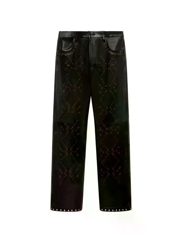 Marni Leather Trousers With Studded Front - Black