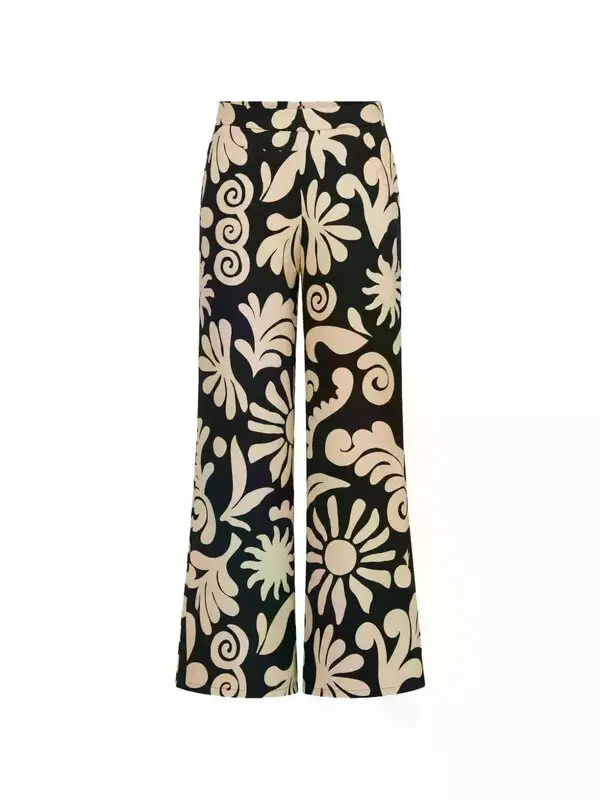 CALA DE LA CRUZ Toya Floral-print Trousers - Black