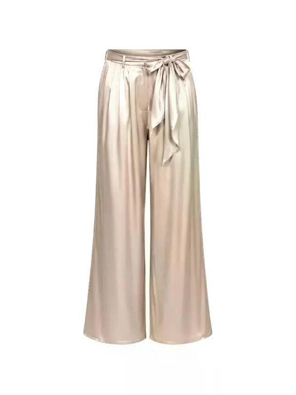 Max & Moi Barni Satin-finish Bow-detail Trousers - Neutrals