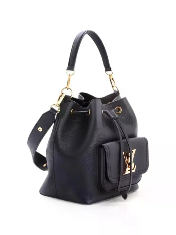 LOUIS VUITTON Lockme Pocket Leather Bucket Bag - Black