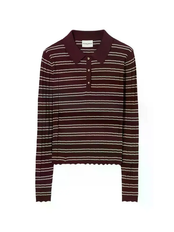 Claudie Pierlot Striped Knit Polo Jumper - Purple