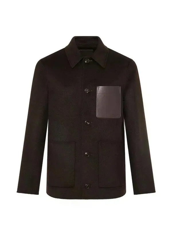 YVES SALOMON Calf Leather-patch Jacket - Brown