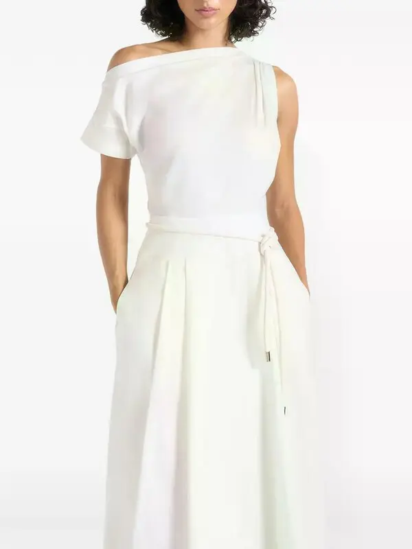 Manière De Voir Asymmetrical Draped Midi Dress - White