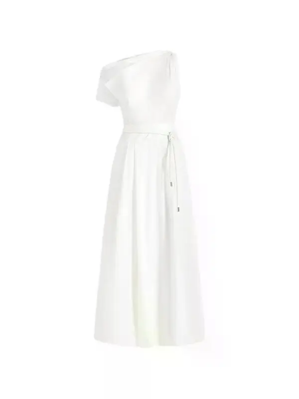 Manière De Voir Asymmetrical Draped Midi Dress - White