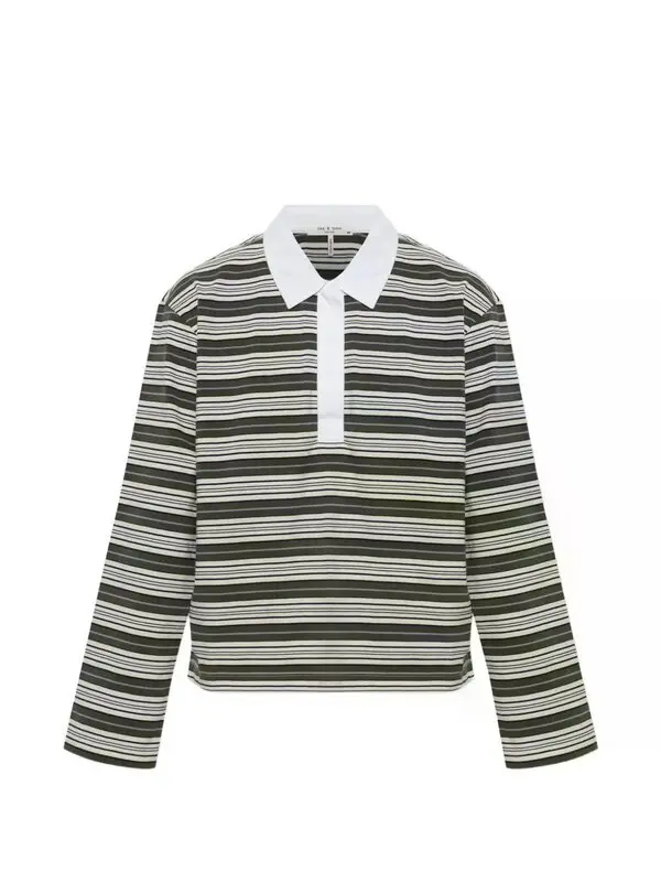 Rag & Bone Striped Long-sleeve Polo Shirt