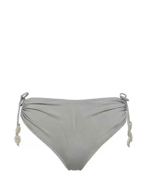 ERES Christie Bead-embellished Ruched Bikini Bottoms - Grey