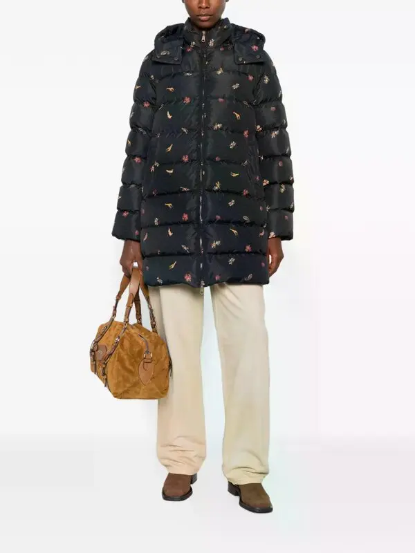 Etro Quilted Hooded Coat With Animal And Floral Print